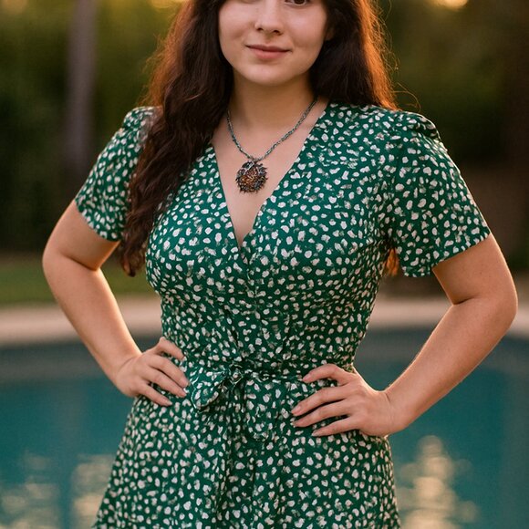 Dresses | Dress Two Piece Green Floral Pattern Size Large | Poshmark